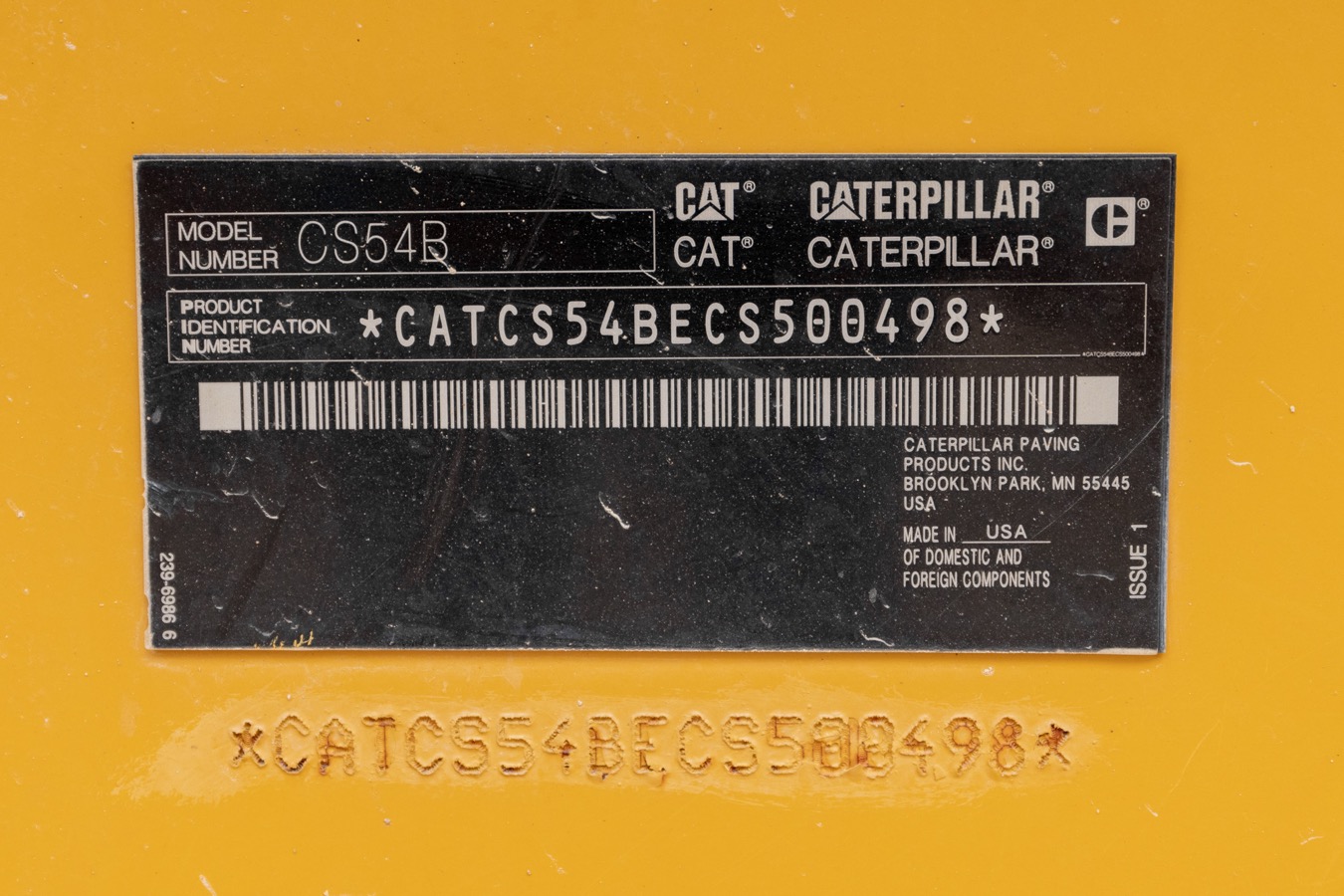 2017 Caterpillar CS54B CS500498 CS500498 - Houston Heavy Machinery